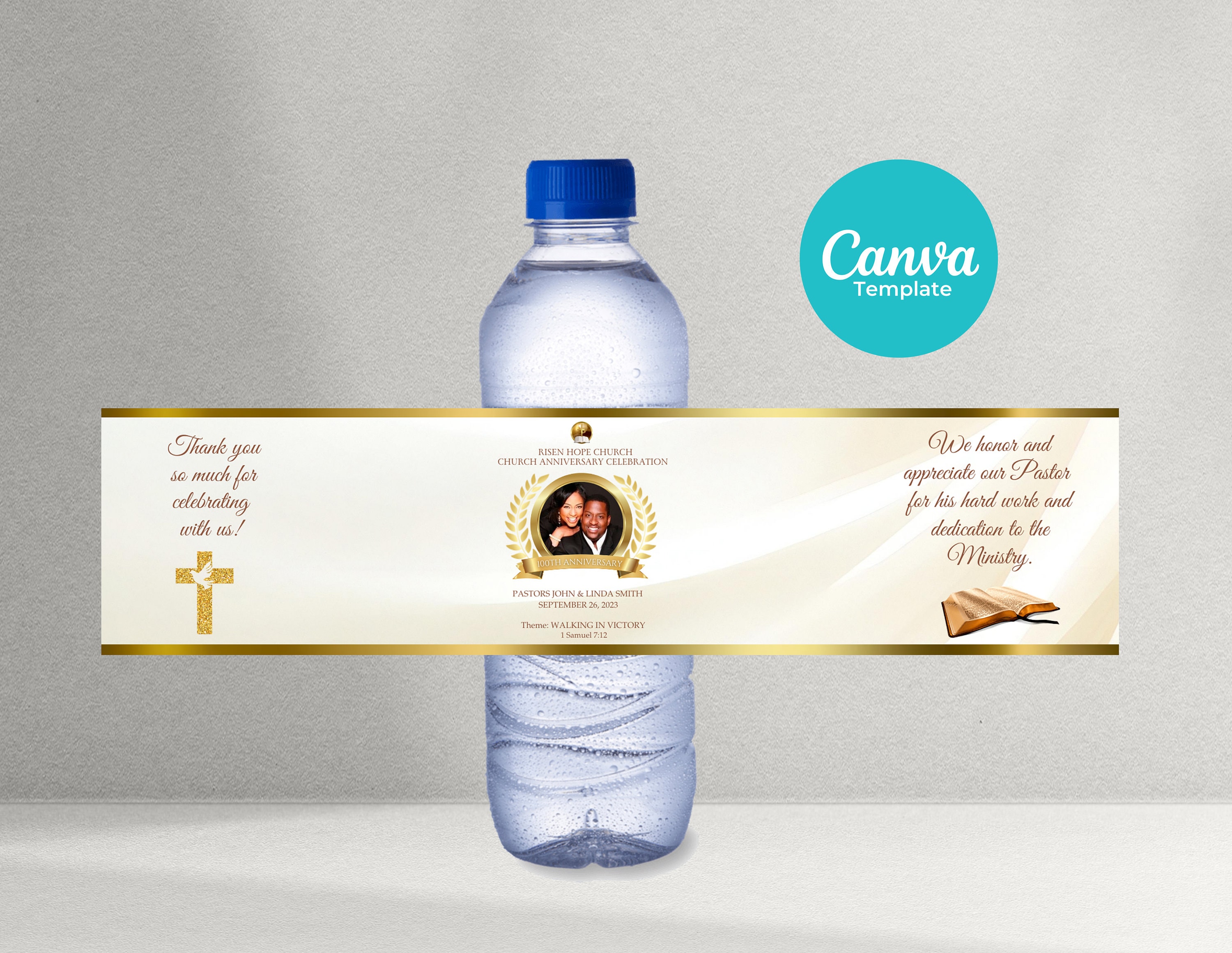 Church Anniversary Water Bottle Label Template - Etsy