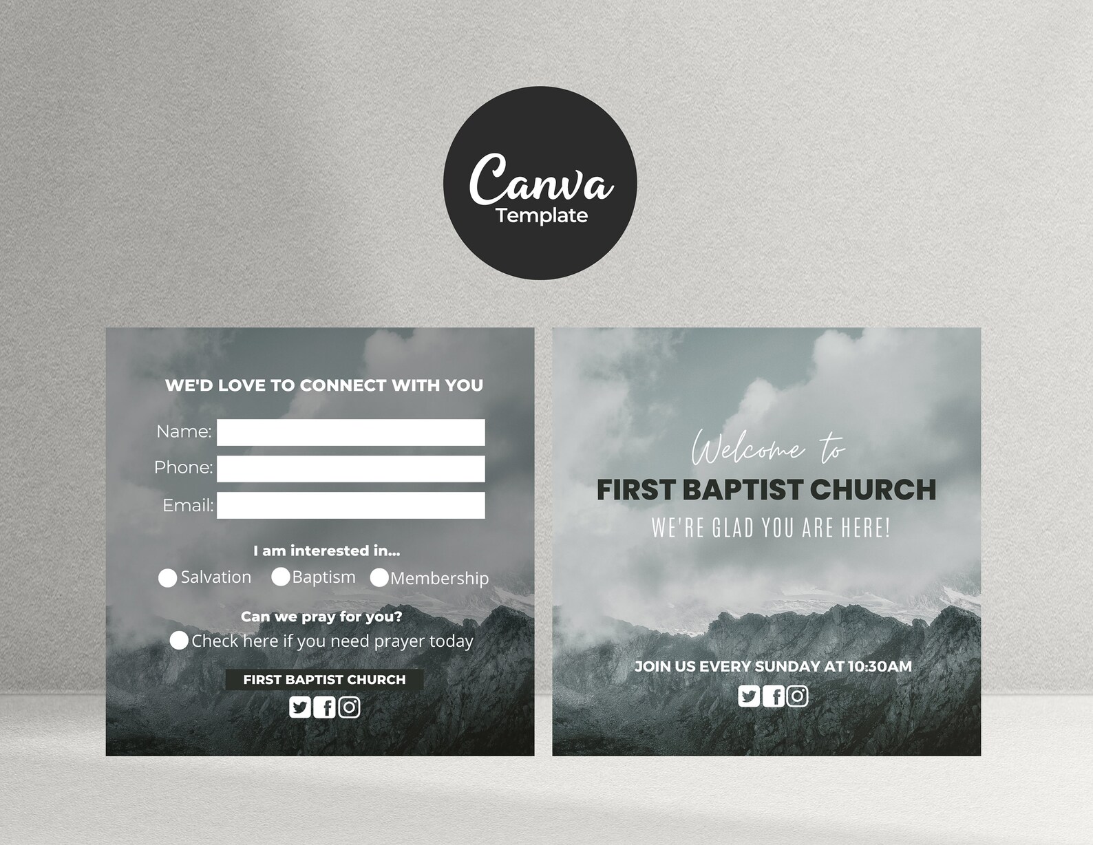 Modern Church Connection Card Template - Etsy