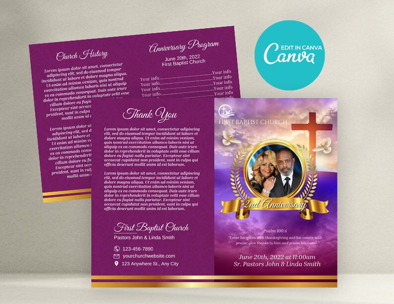DIY Church Anniversary Program Template - Etsy