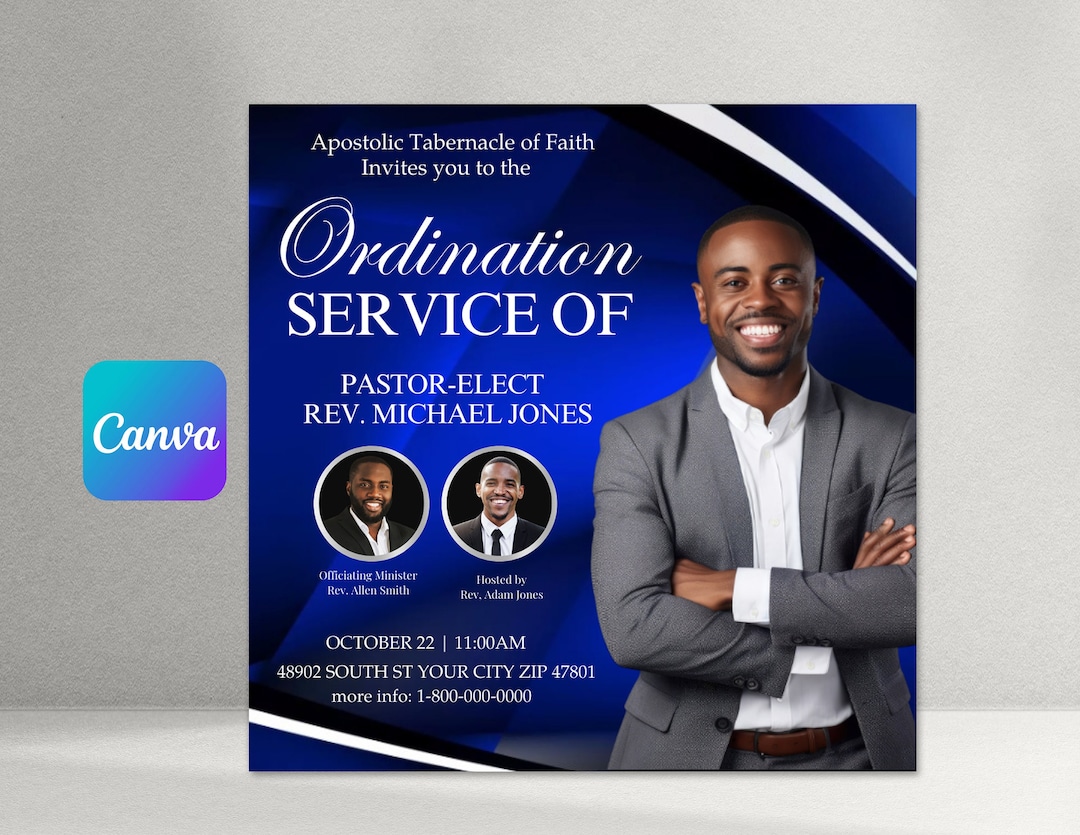 Ordination Church Flyer, Pastoral Installation Flyer, Church Flyer ...