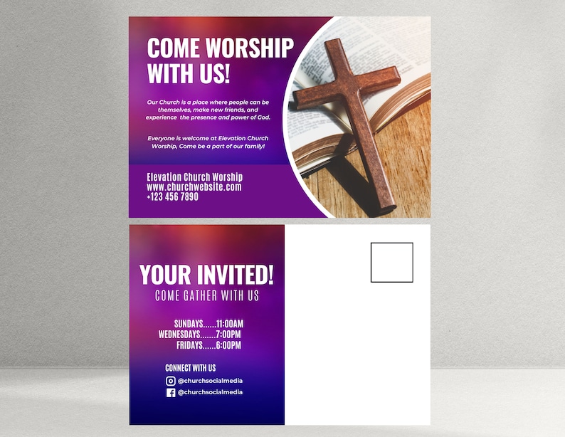 Church Postcard Mailing Invitation Template - Etsy