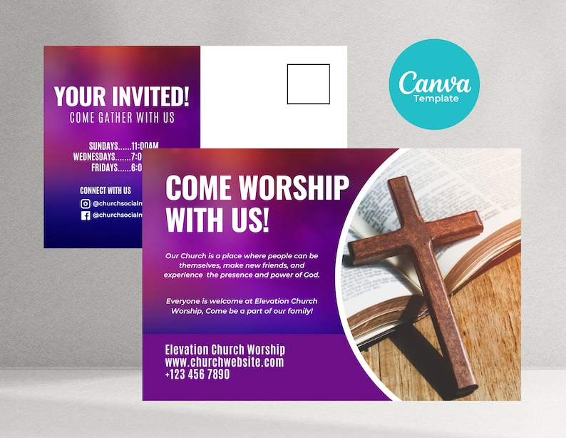 Church Postcard Mailing Invitation Template - Etsy