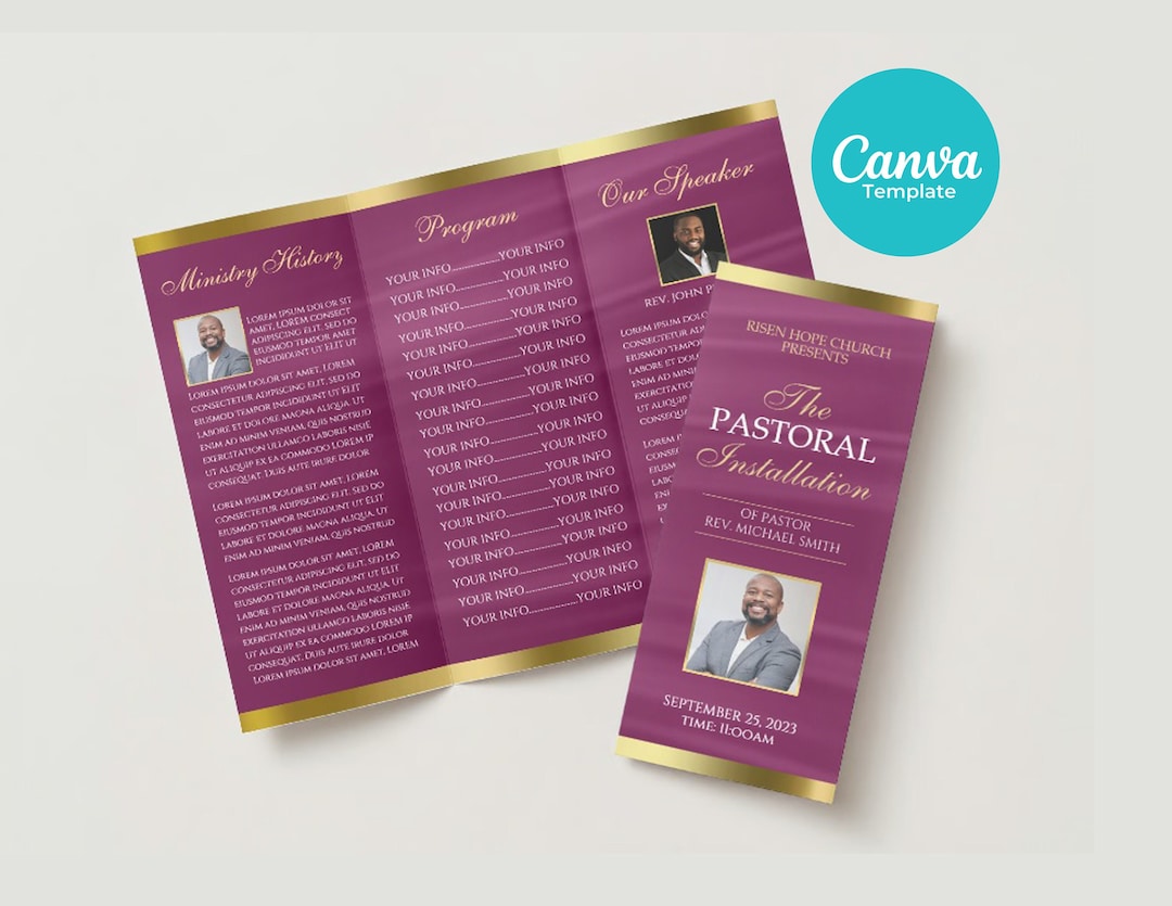 Pastoral Installation Program Trifold Brochure Template - Etsy