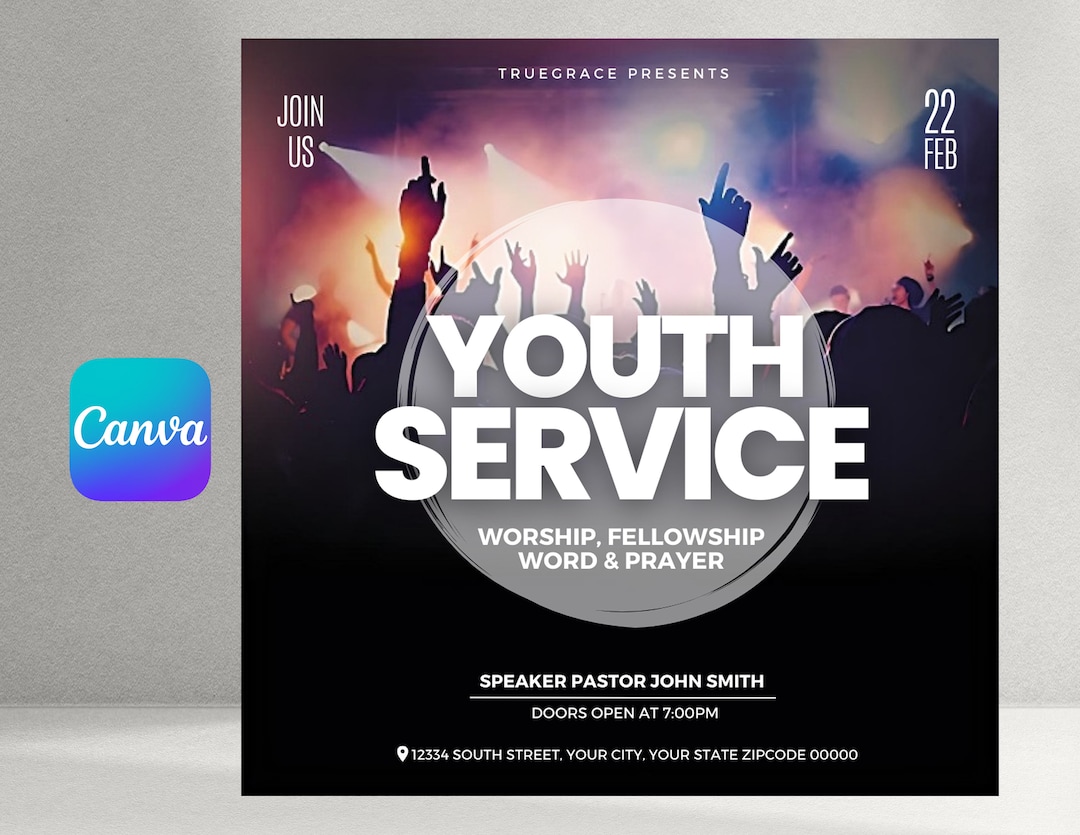 Youth Service Flyer, Church Flyer - Etsy