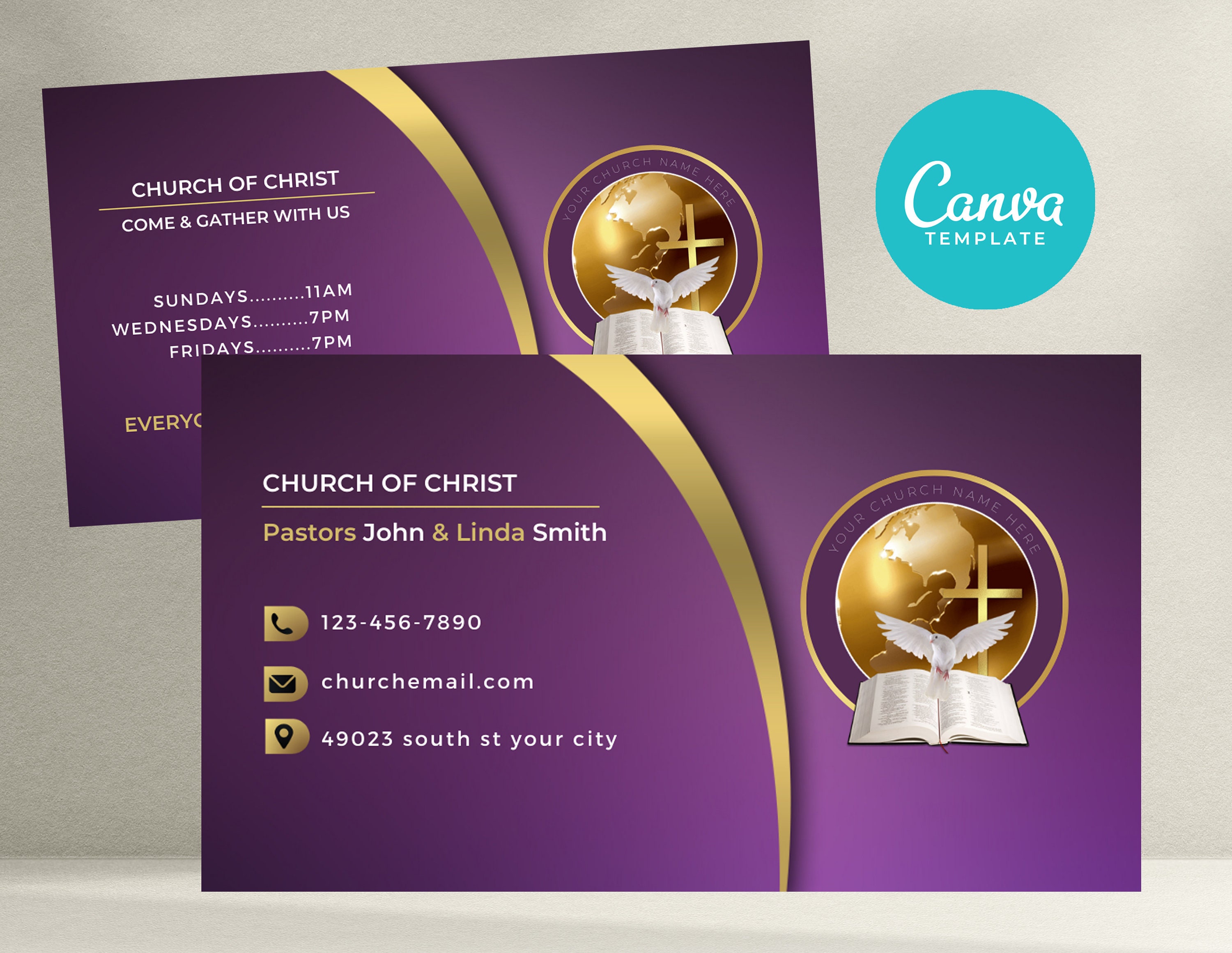 DIY Church Business Card Template - Etsy