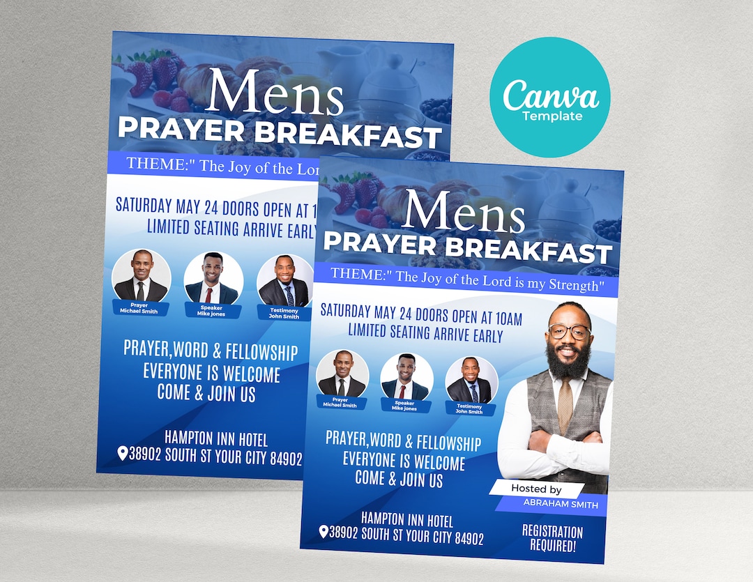 Mens Prayer Breakfast Flyer, Church Flyer - Etsy
