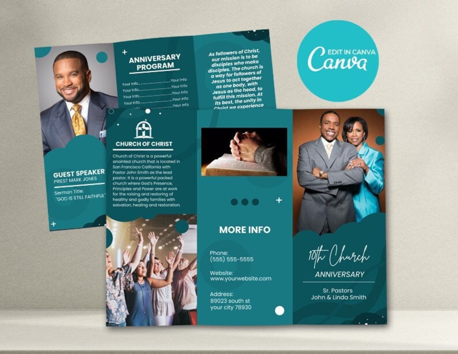 DIY Church Anniversary Program Template Trifold Brochure - Etsy UK