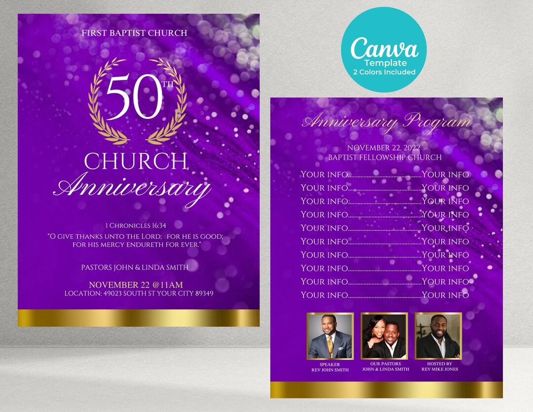 Church Anniversary Program Double Sided Flyer Template (2 Colors ...