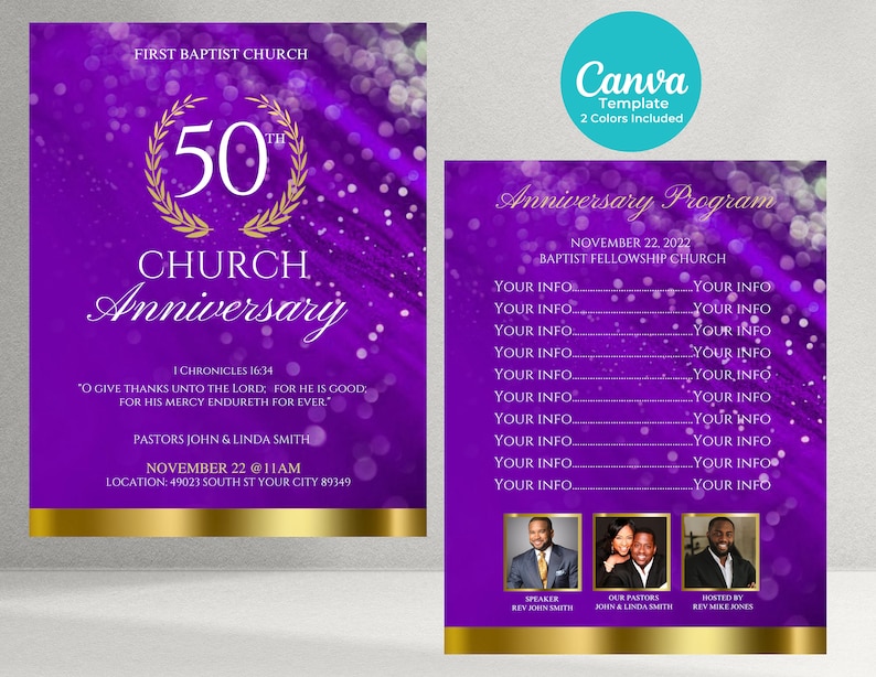 Church Anniversary Program Double Sided Flyer Template (2 Colors ...