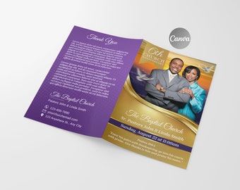 Church Anniversary Program Template purple & Gold 11 X 8.5 Brochure ...