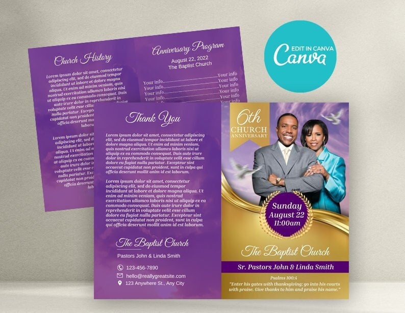 DIY Church Anniversary Program Template - Etsy