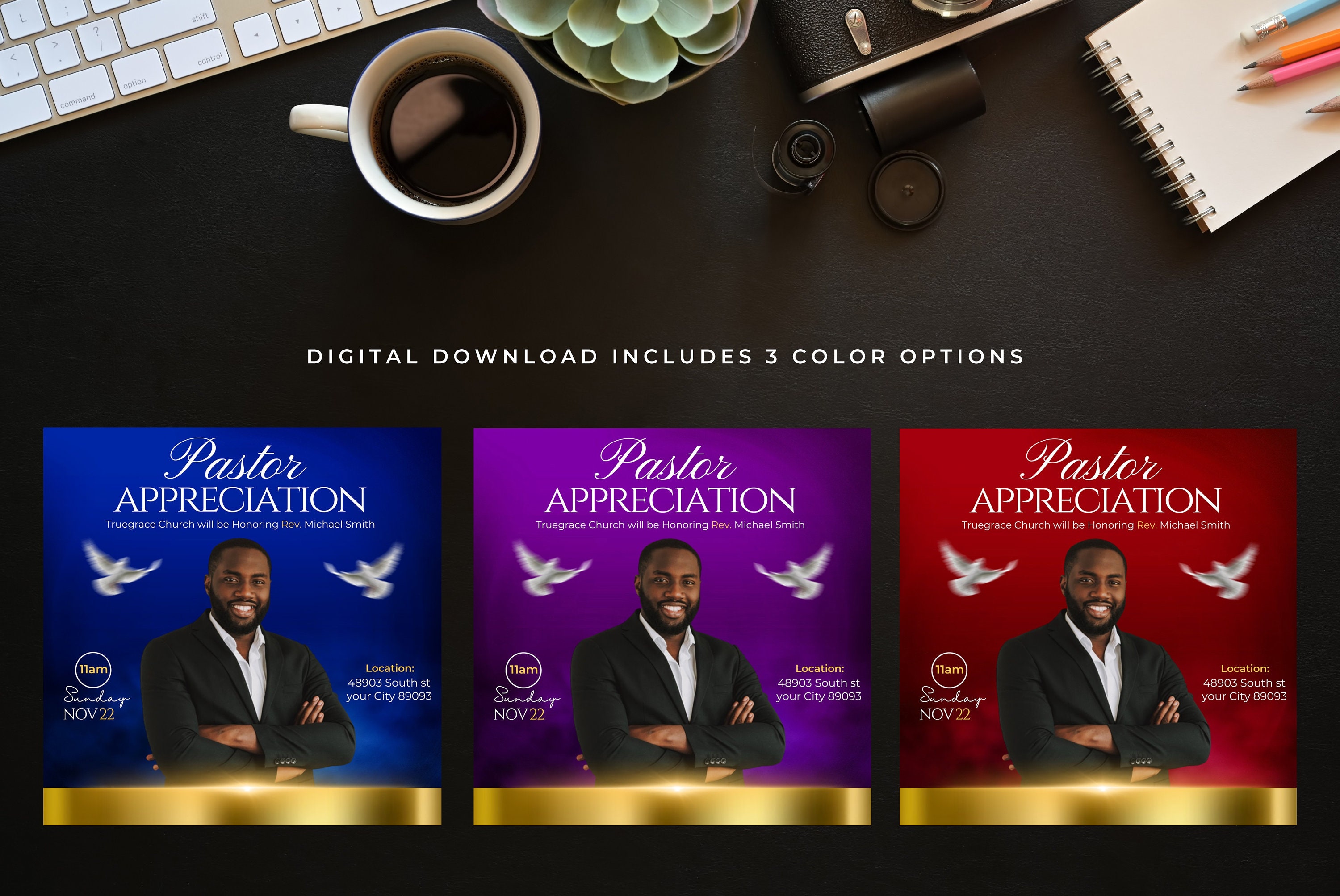 Pastor Appreciation Flyer Church Flyer 3 Colors Included - Etsy