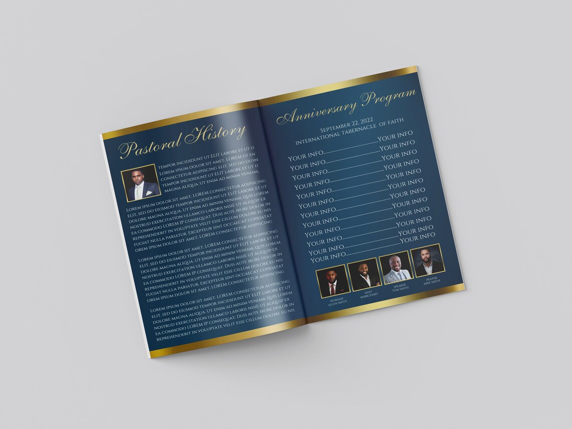 Pastoral Church Anniversary Program Template, Church Anniversary Bifold ...