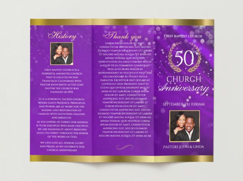 DIY Church Anniversary Program Template Trifold Brochure - Etsy