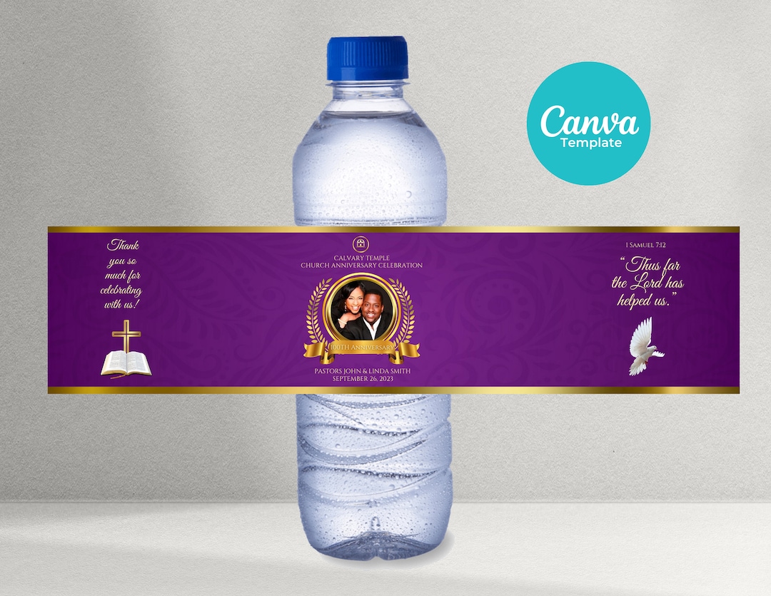 Church Anniversary Water Bottle Label Template - Etsy