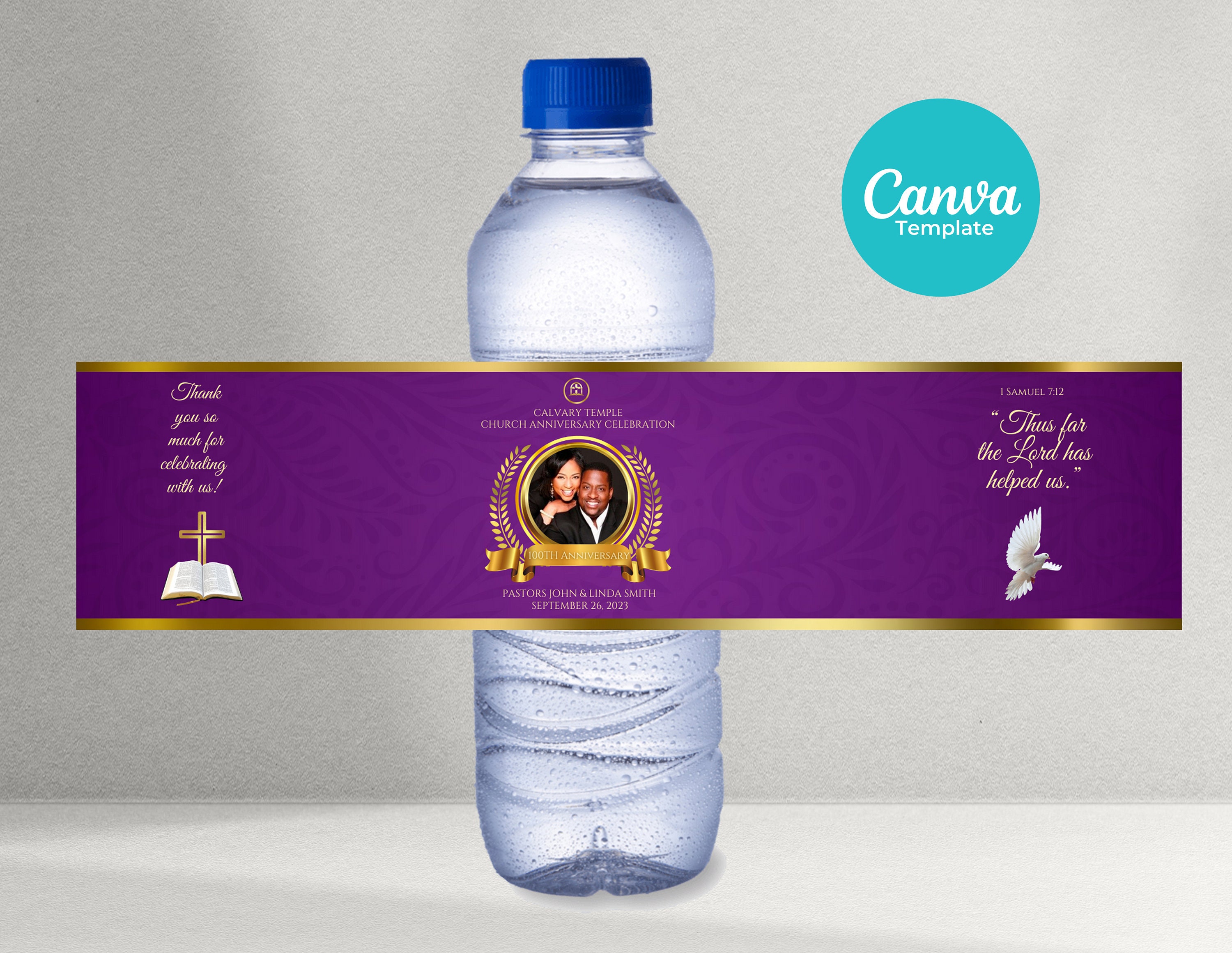 Church Anniversary Water Bottle Label Template - Etsy