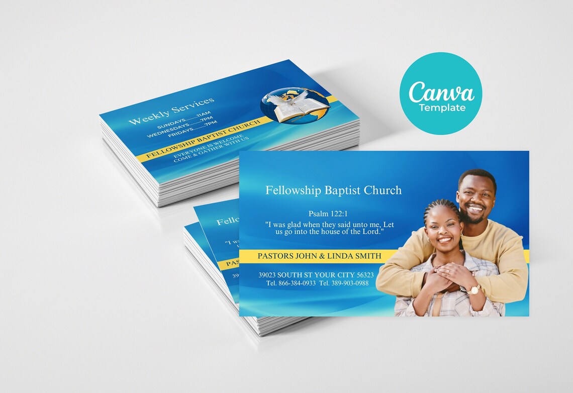 Church Business Card Template - Etsy