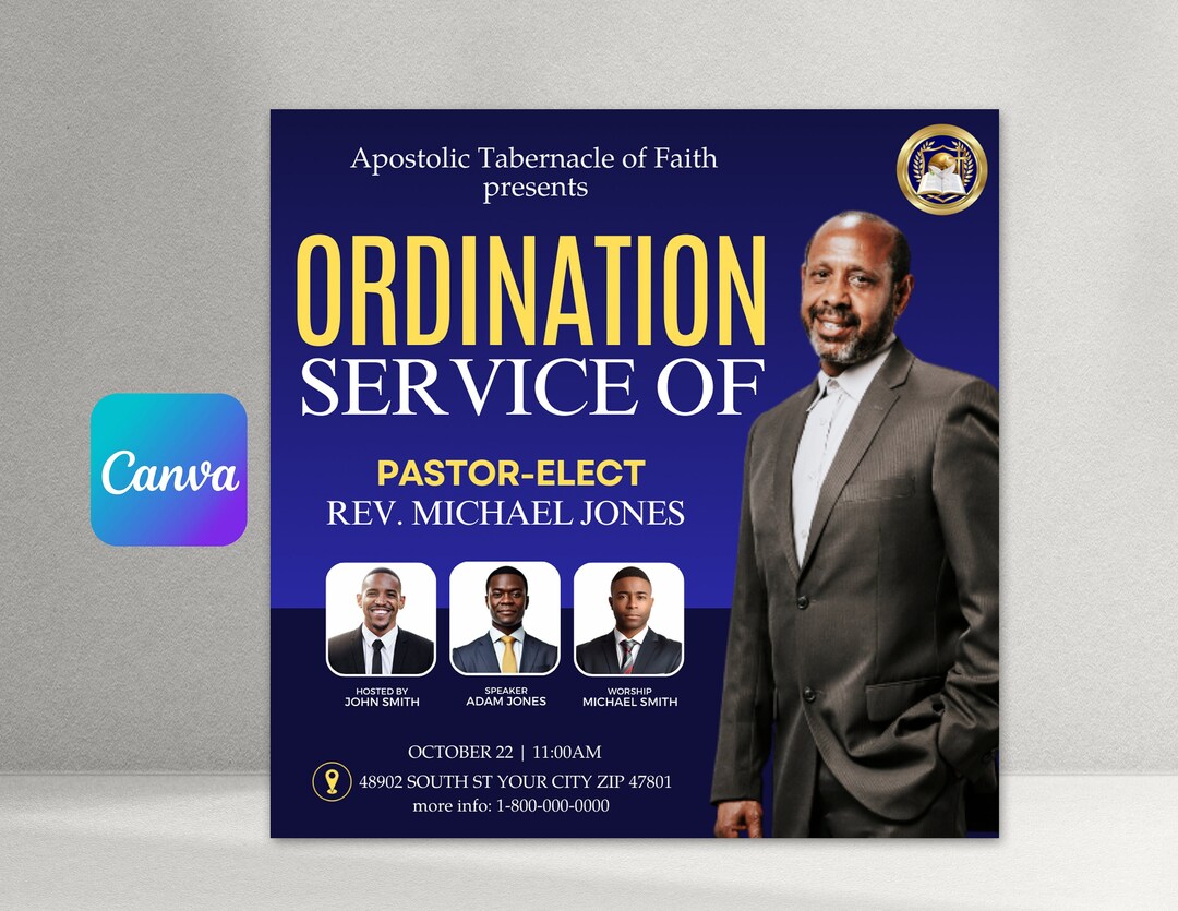 Ordination Church Flyer, Pastoral Installation Flyer, Church Flyer ...