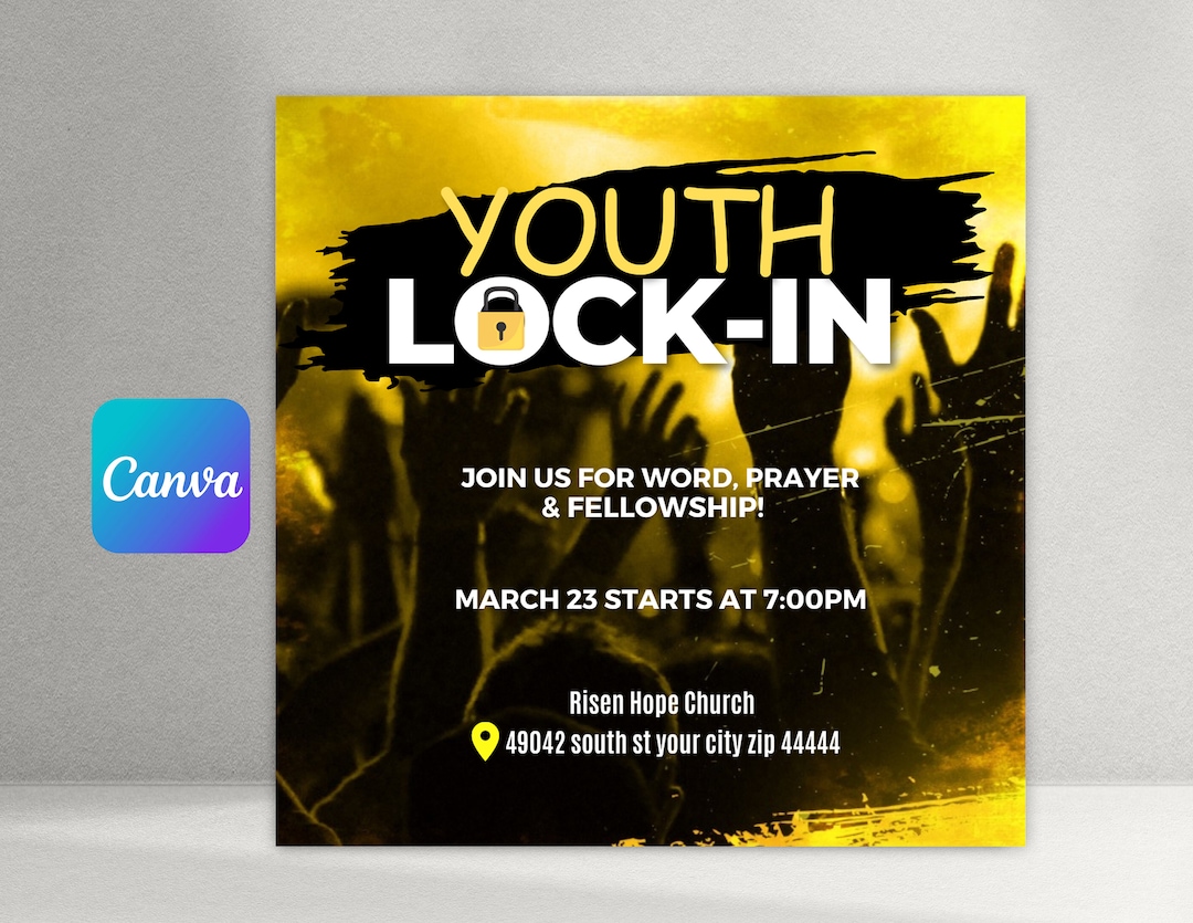 Youth Lock in Church Flyer, Youth Church Flyer, Church Flyer - Etsy