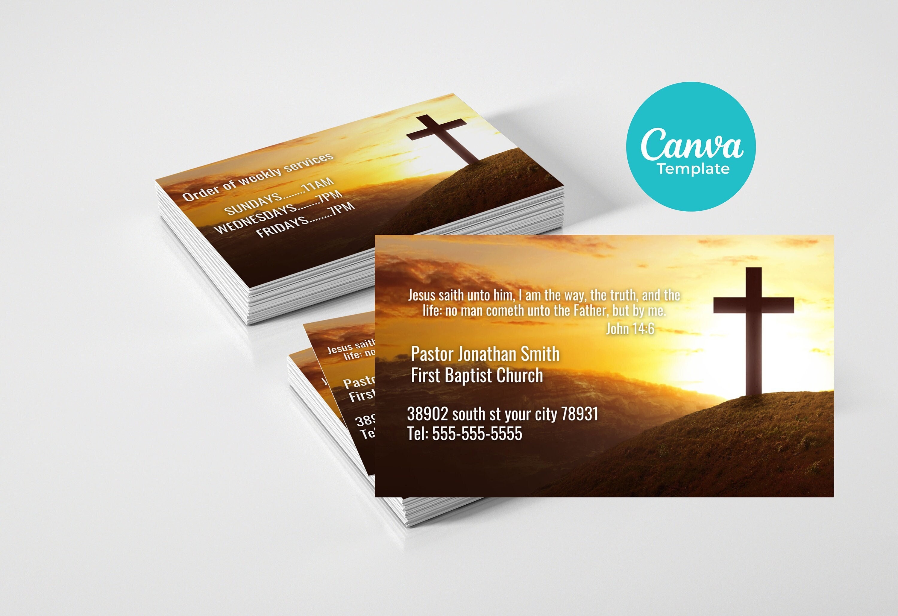 DIY Church Business Card Template - Etsy