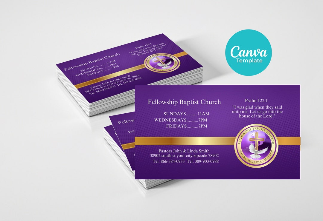DIY Church Business Card Template - Etsy