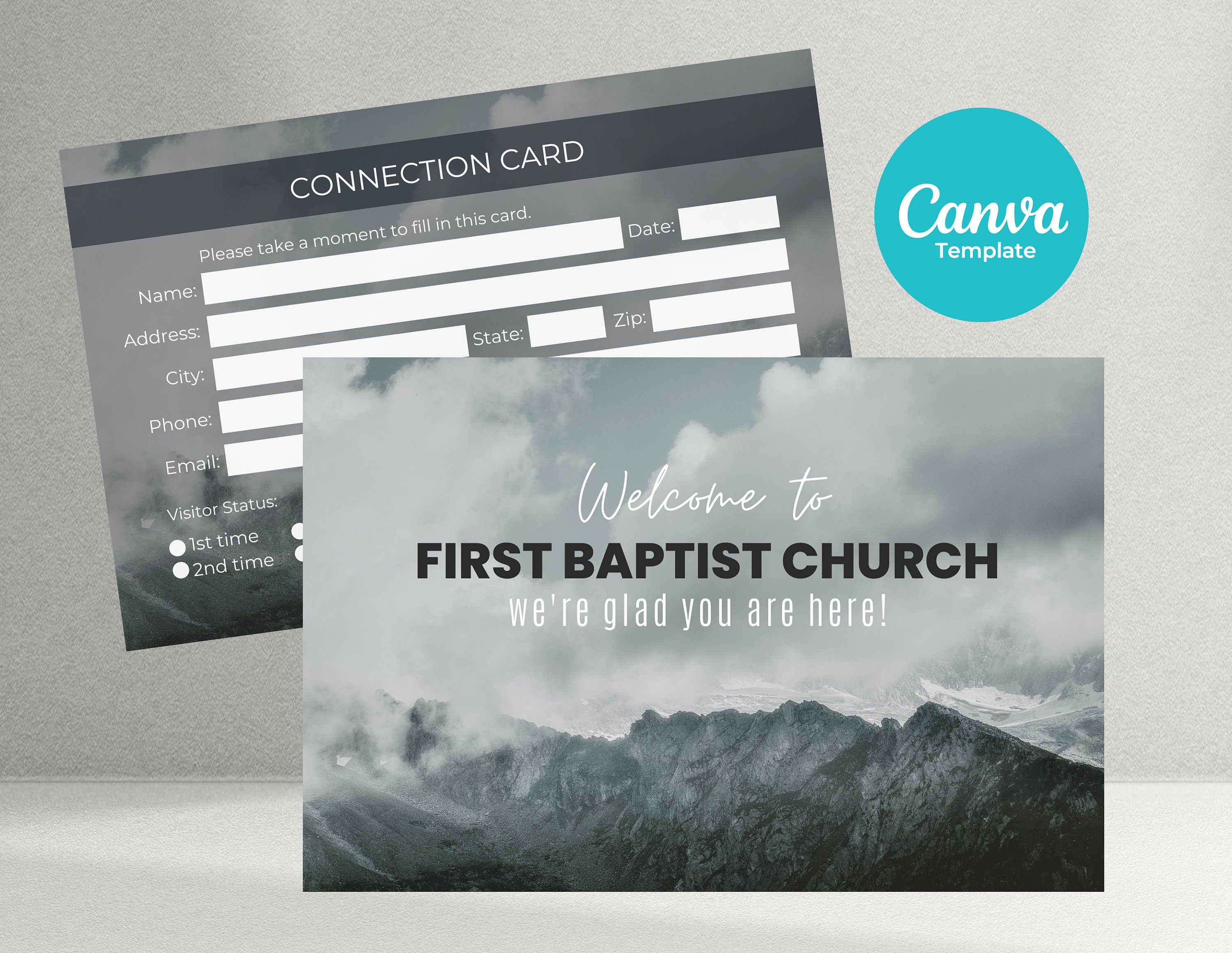 Modern Church Connection Card Template - Etsy