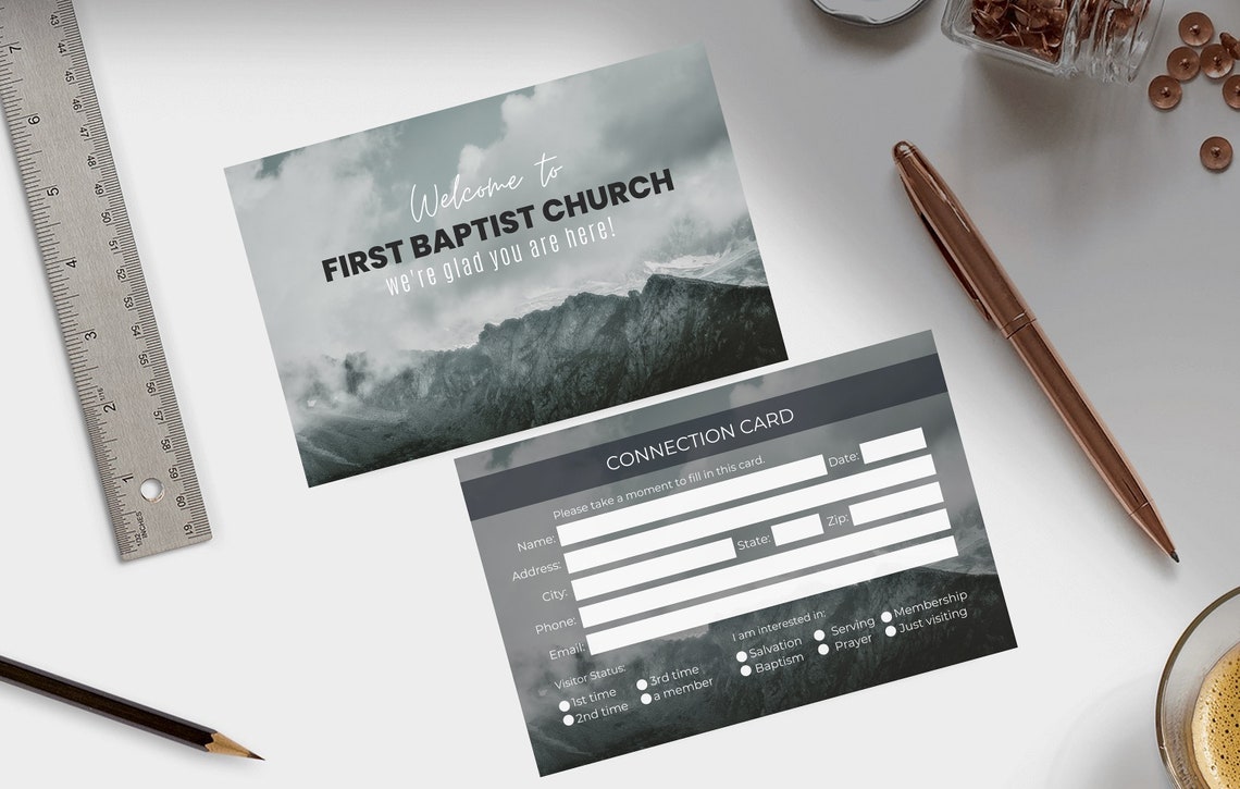 Modern Church Connection Card Template - Etsy