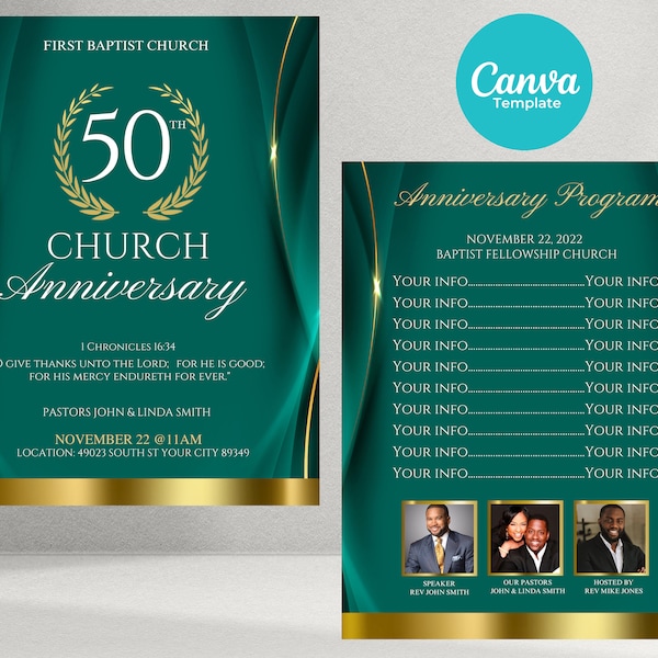 Church Anniversary Program Template Red - Etsy