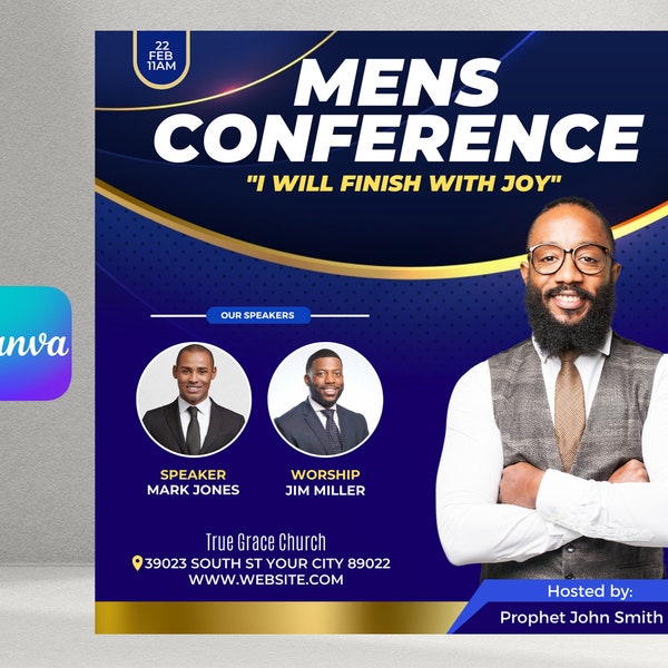 Mens Conference Flyer Template - Etsy