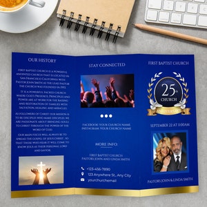 DIY Church Anniversary Program Template Trifold Brochure - Etsy