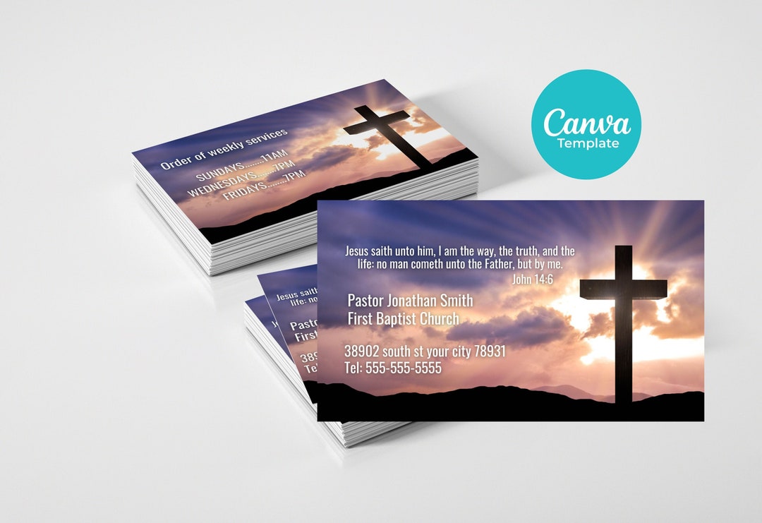 DIY Church Business Card Template - Etsy
