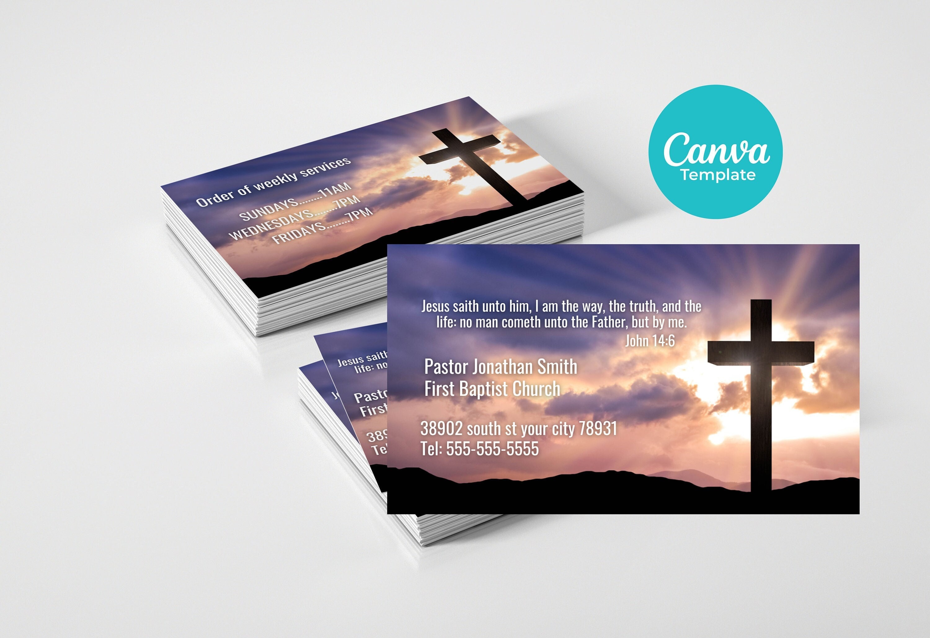 DIY Church Business Card Template - Etsy
