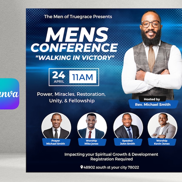 Mens Conference Flyer Template - Etsy