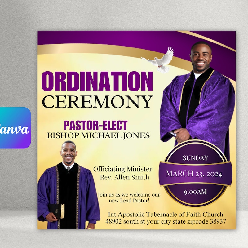 Ordination Invitation Card Template - Etsy