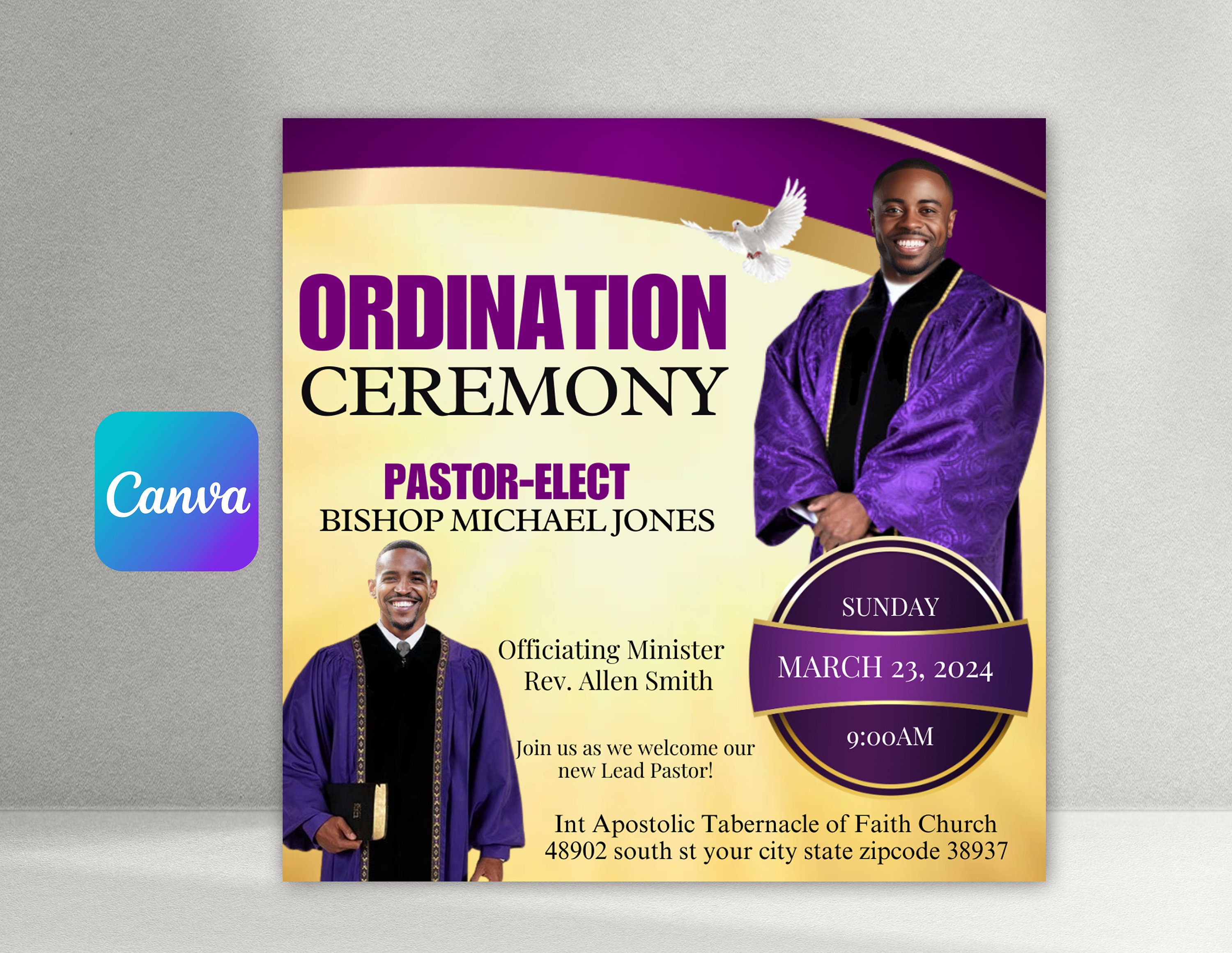Ordination Church Flyer, Pastoral Installation Flyer, Church Flyer ...