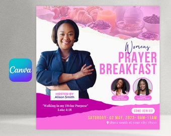 Prayer Breakfast Church Flyer Publisher and Word Template 11x8.5, 7x5 ...
