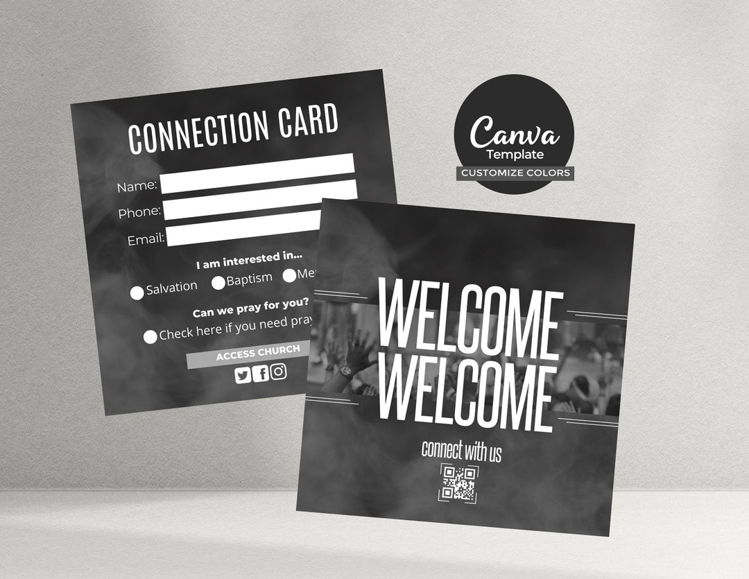 Church Connection Card, Church Welcome Card - Etsy