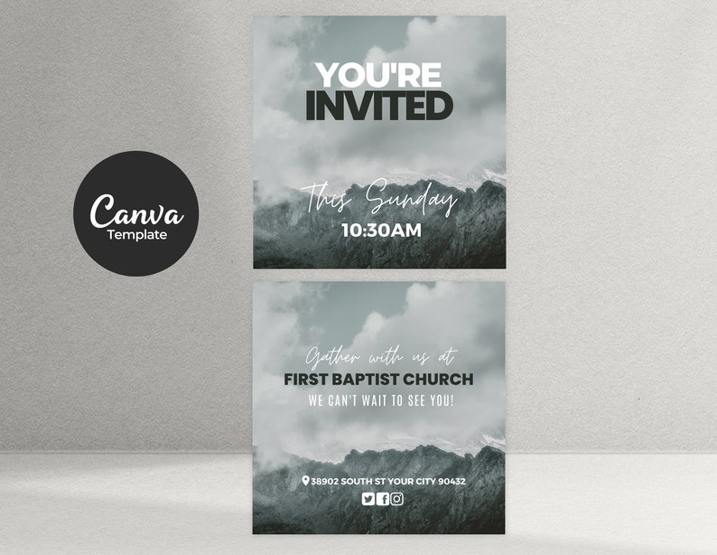 Church Invite Card Template - Etsy