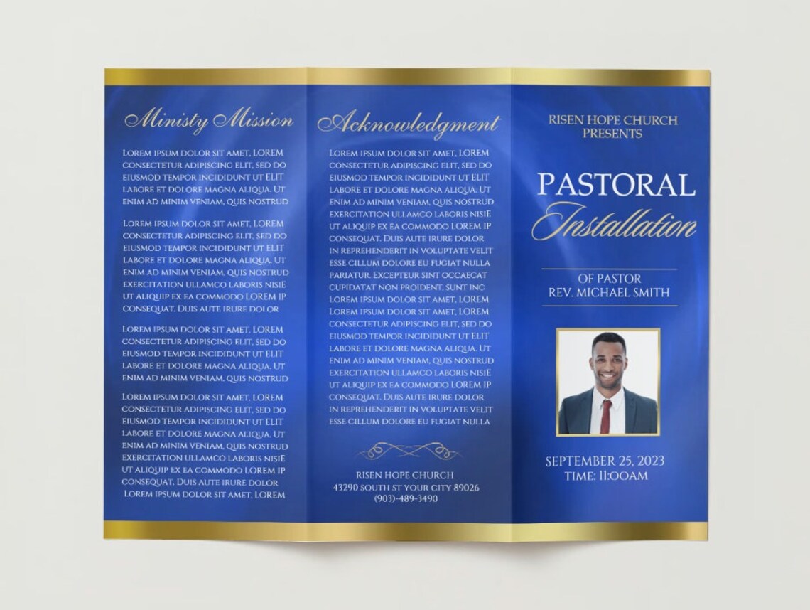 Pastoral Installation Program Trifold Brochure Template - Etsy