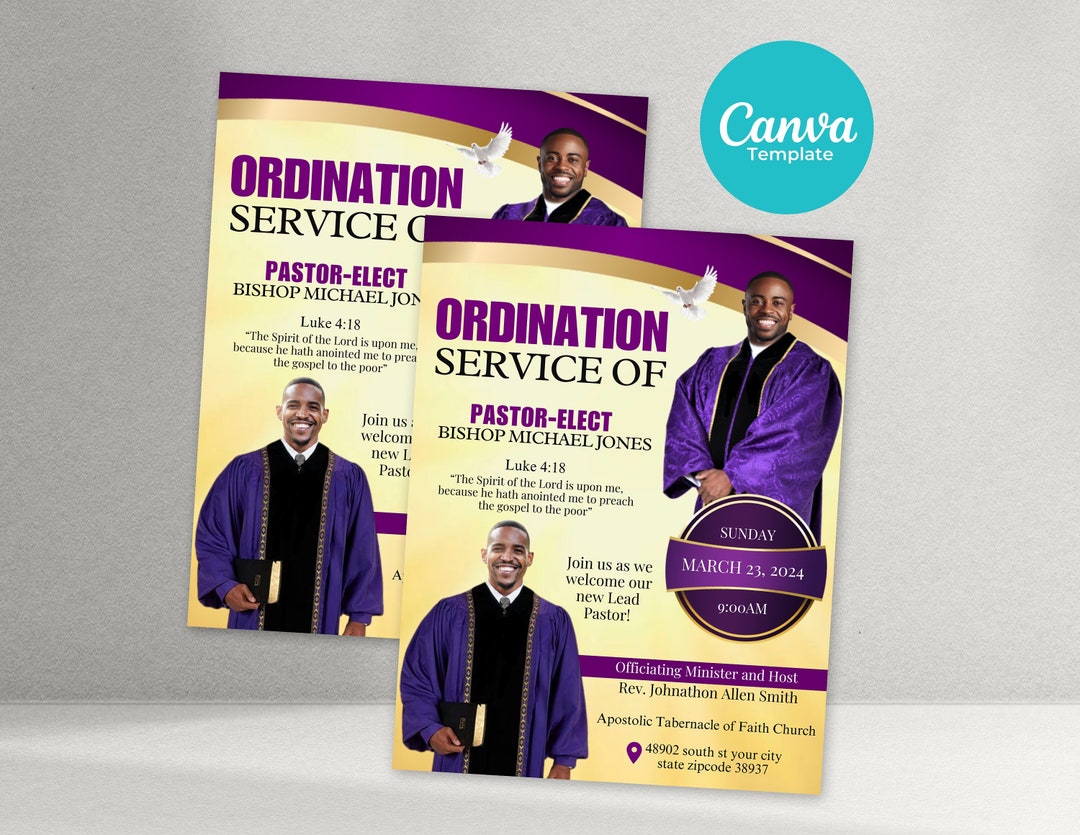 Ordination Church Flyer, Pastoral Installation Flyer, Church Flyer ...