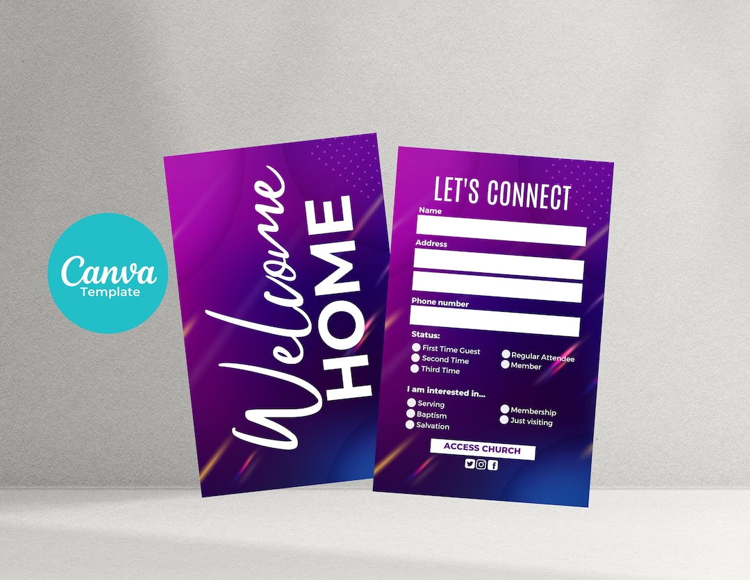 Church Connection Card, Small Church Welcome Card Template - Etsy