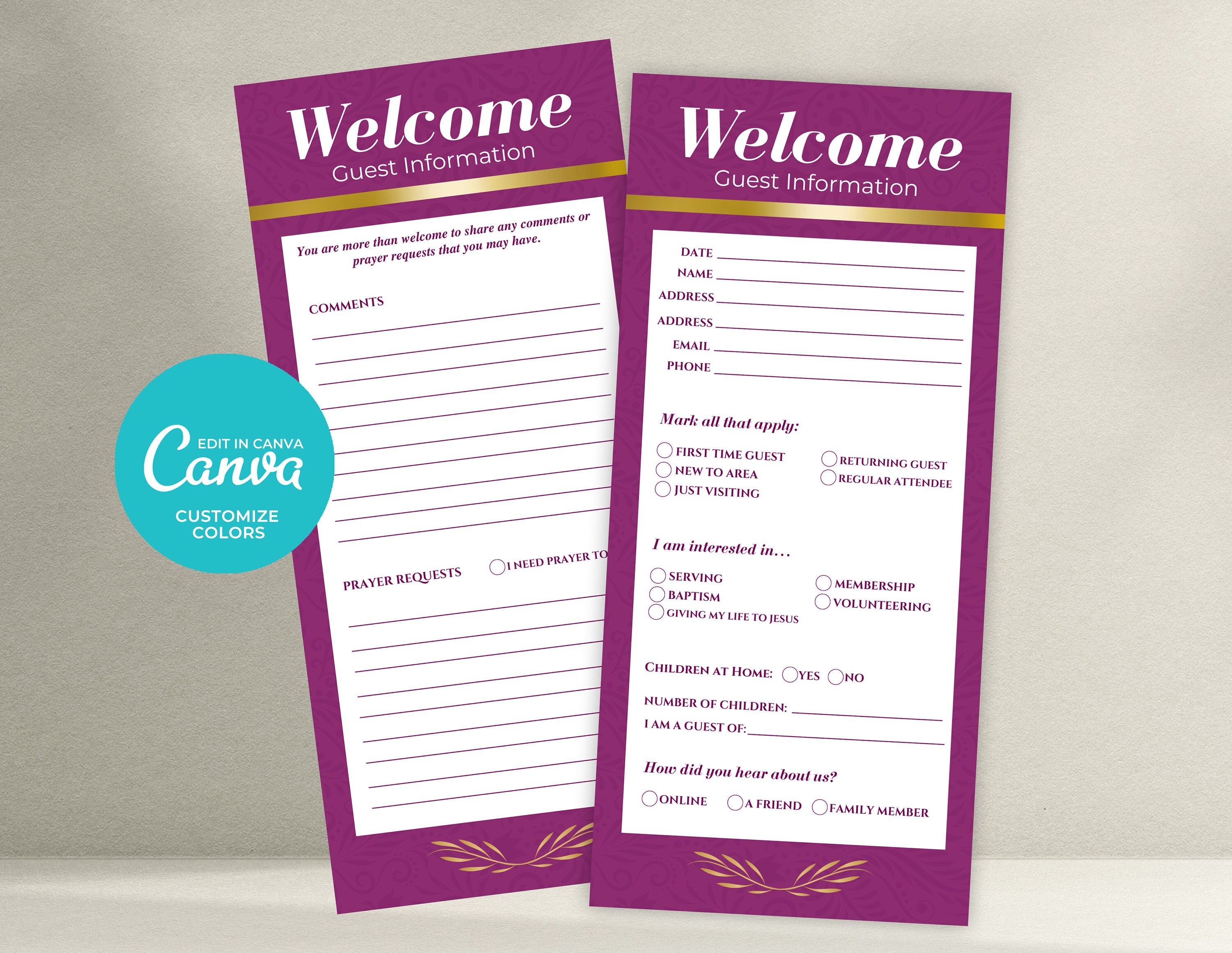 Church Connection Card, Church Welcome Card - Etsy