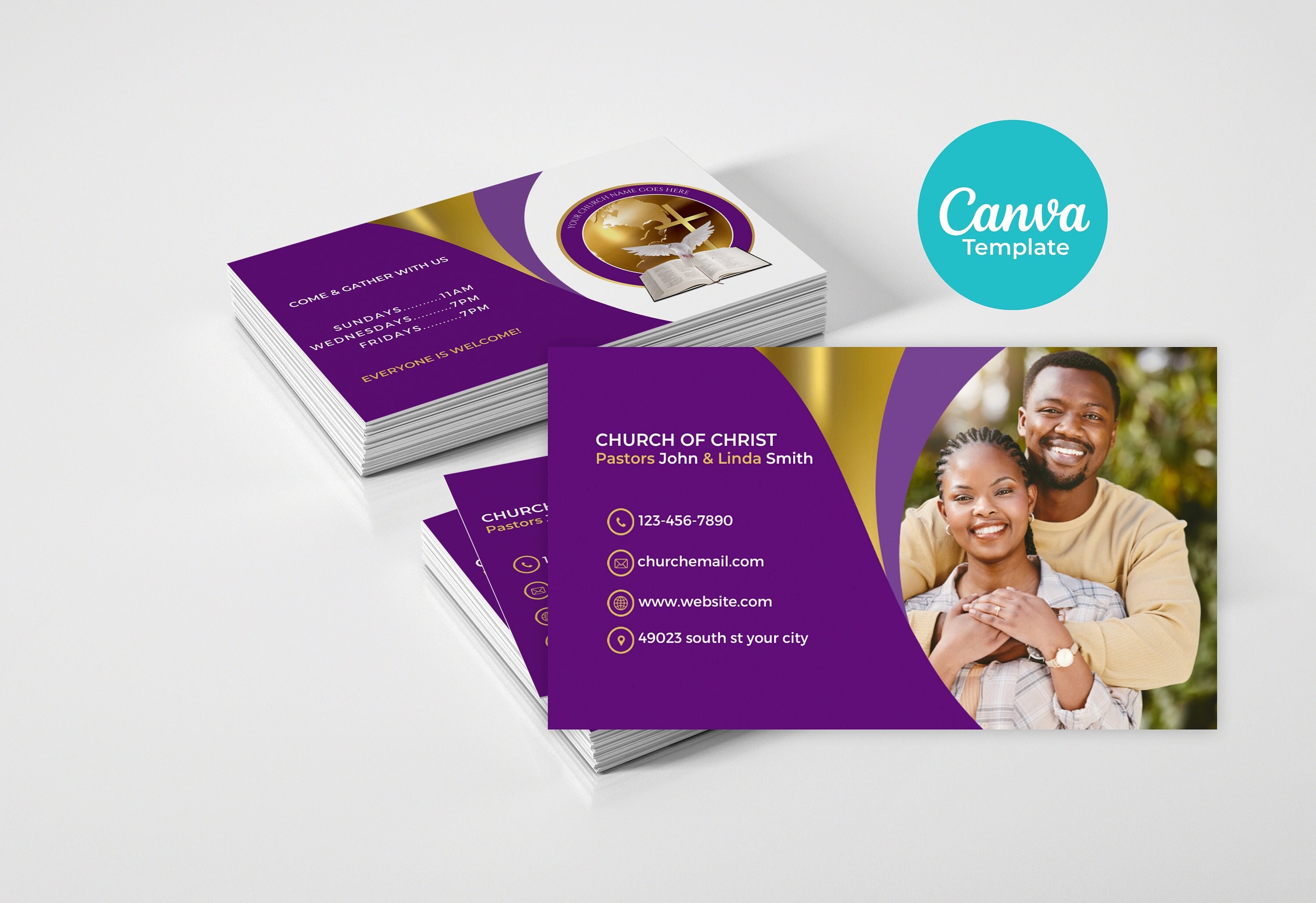 DIY Church Business Card Template - Etsy