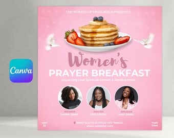 Editable Flyer Template, Women's Event, Prayer Breakfast, Prayer Brunch ...