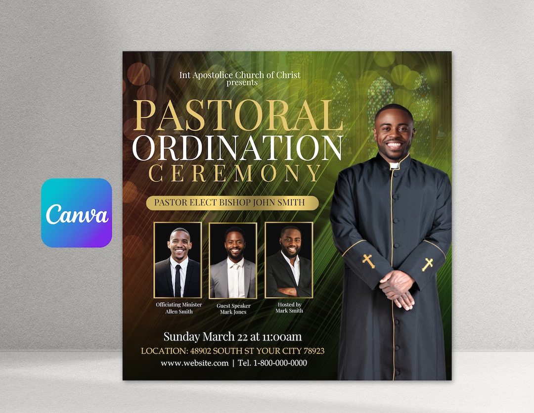 Ordination Church Flyer, Pastoral Installation Flyer, Church Flyer ...