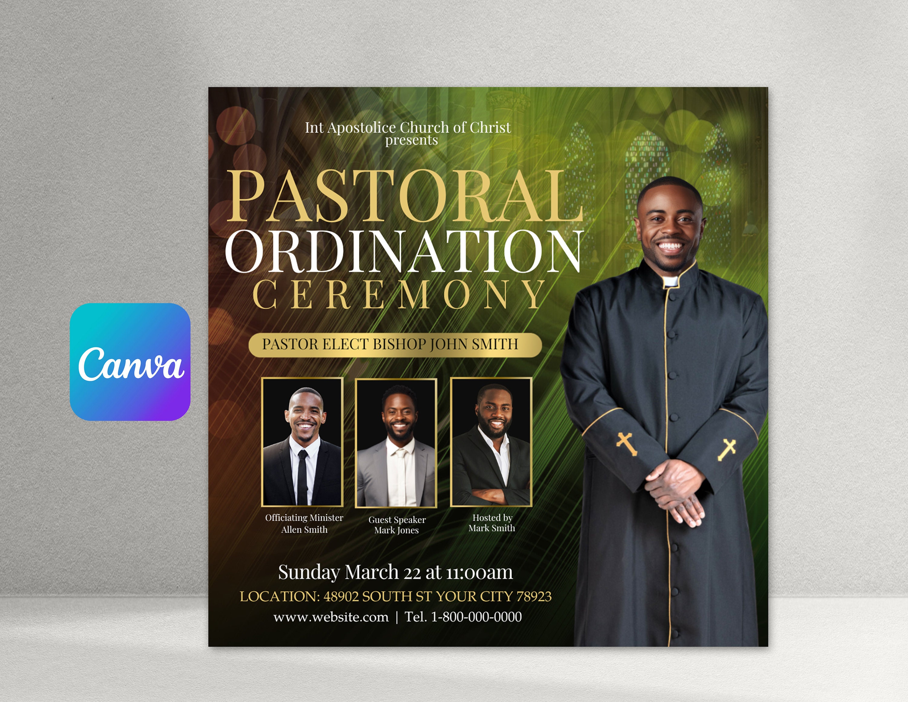 Ordination Church Flyer, Pastoral Installation Flyer, Church Flyer ...