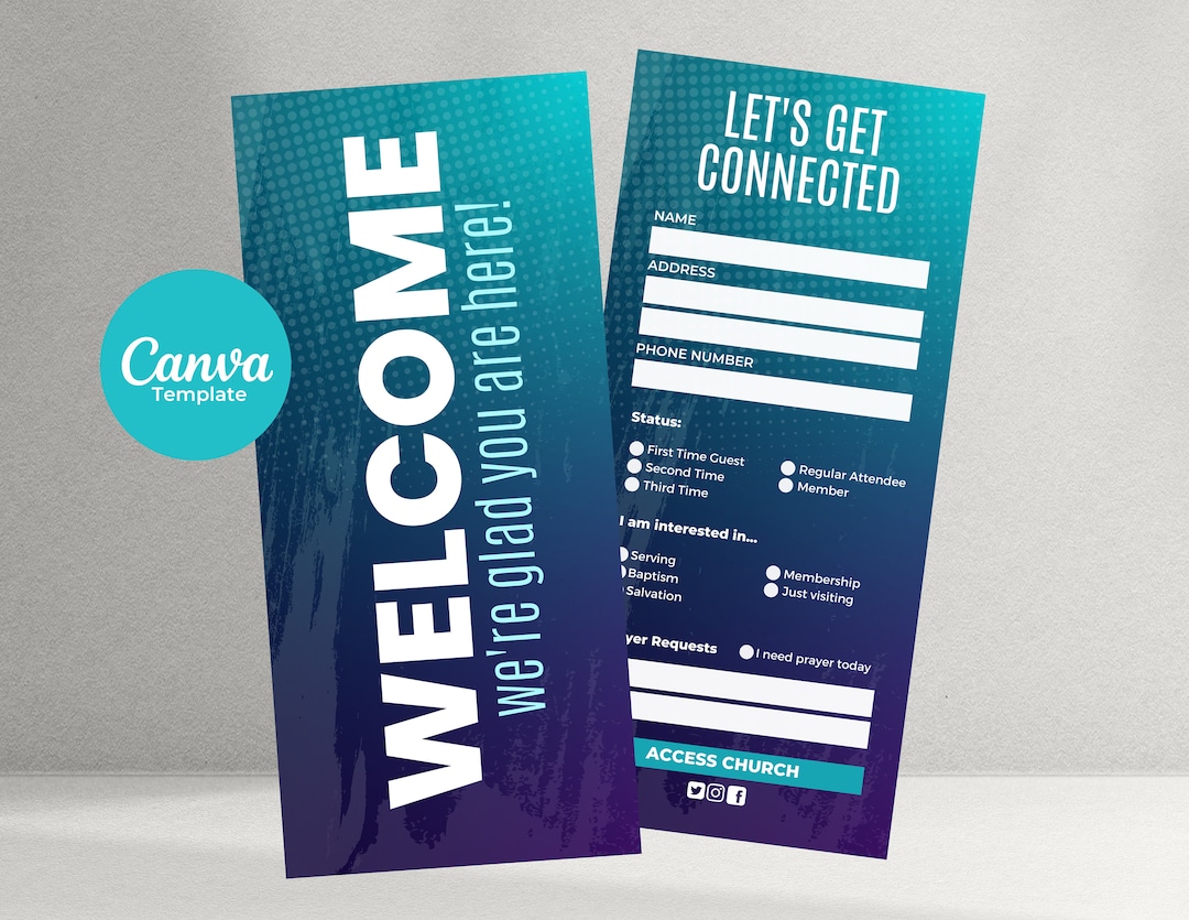 Church Connection Card, Church Welcome Card Template - Etsy