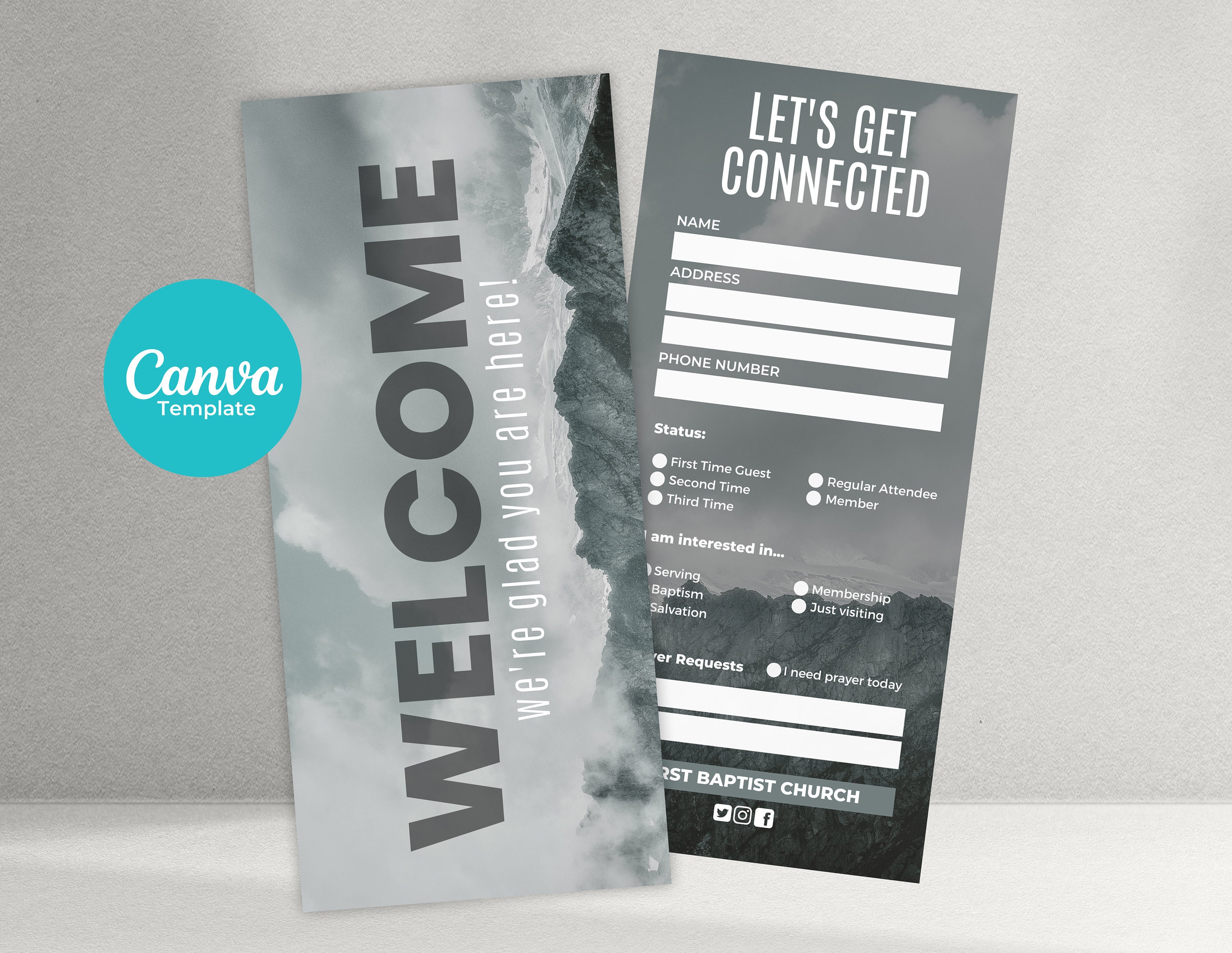 Church Connection Card, Church Welcome Card Template - Etsy