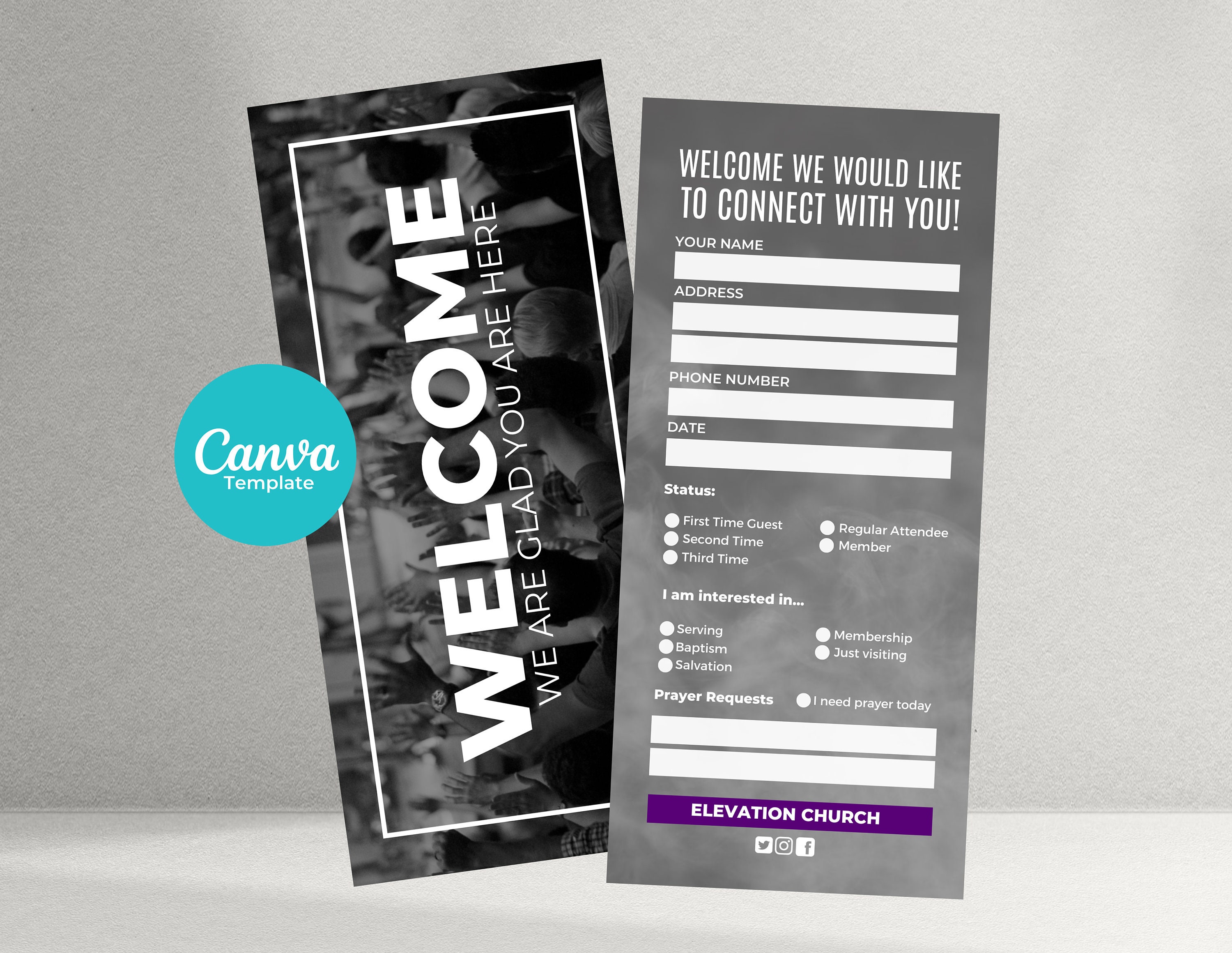 Church Connection Card, Church Welcome Card Template - Etsy
