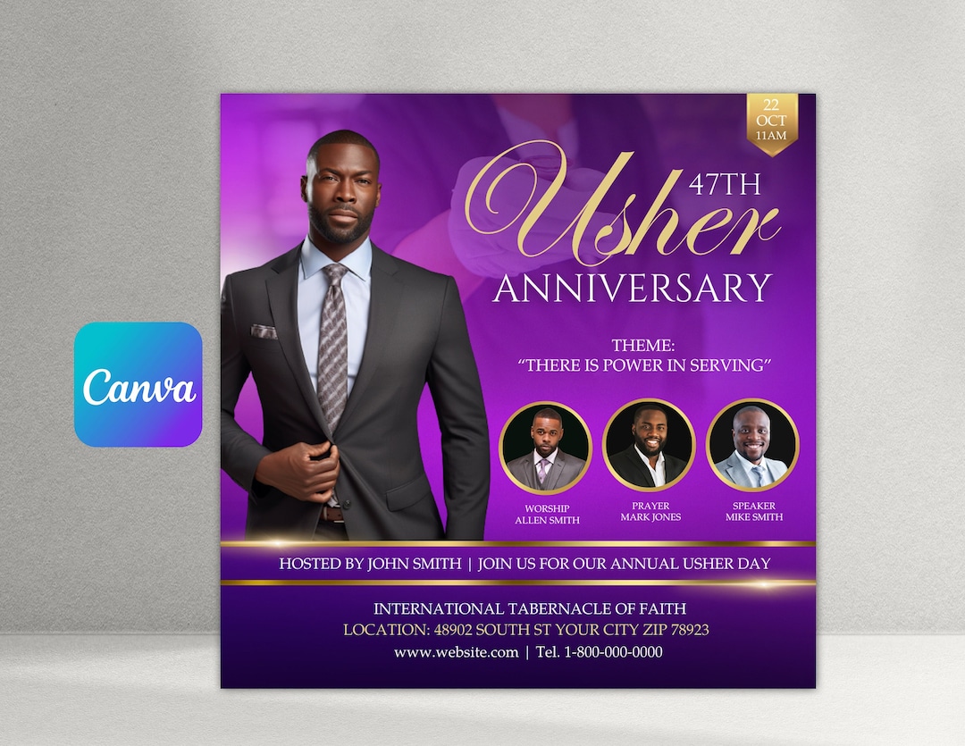 Church Usher Anniversary Flyer, Church Usher Day Flyer, Church Flyer - Etsy